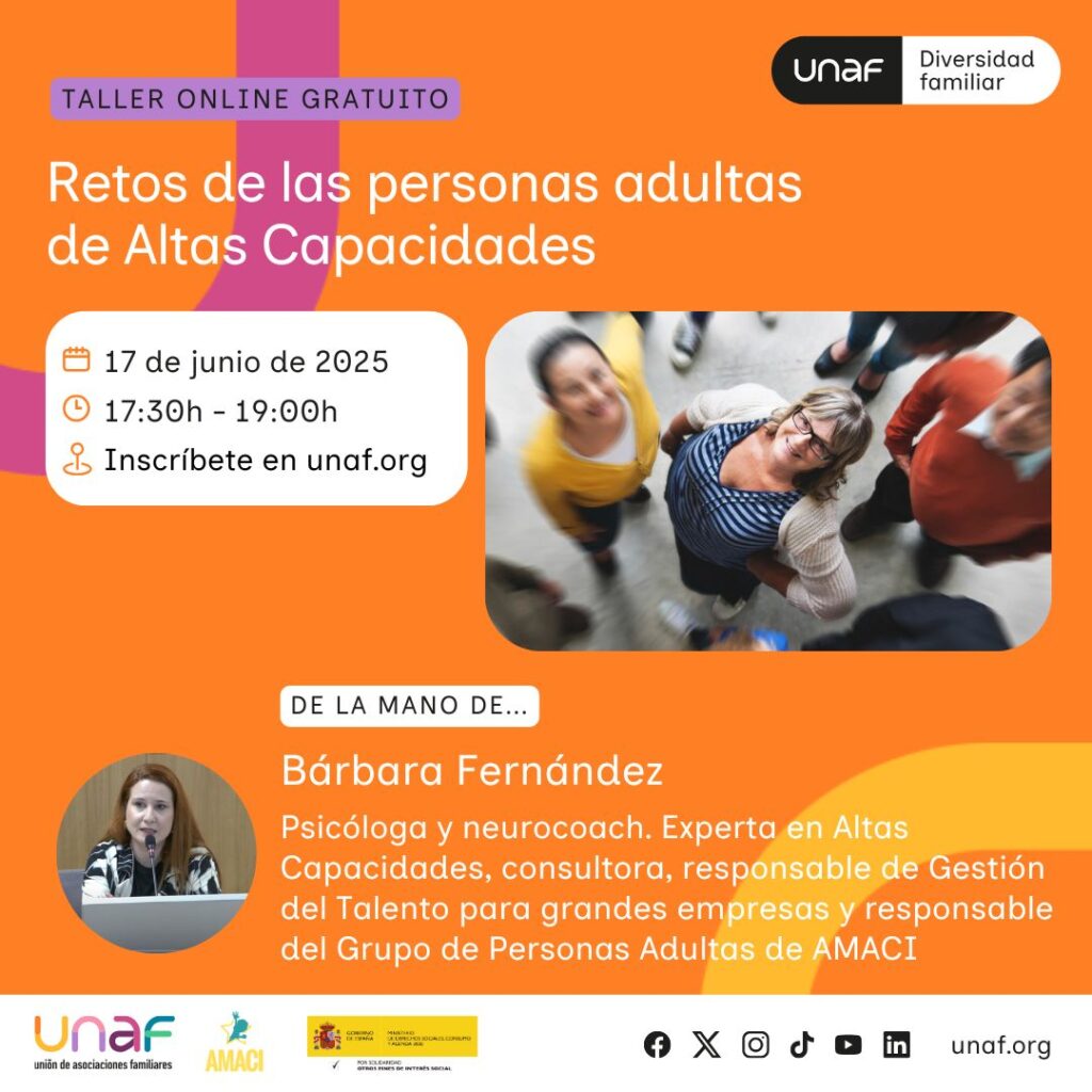 Taller online Retos de las personas adultas de Altas Capacidades | UNAF